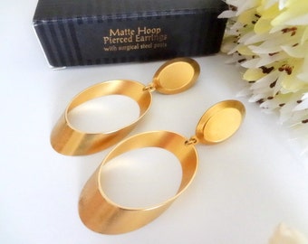Vintage Avon Matte Hoop Pierced Earrings,Large Gold Hoop Earrings,Avon ...