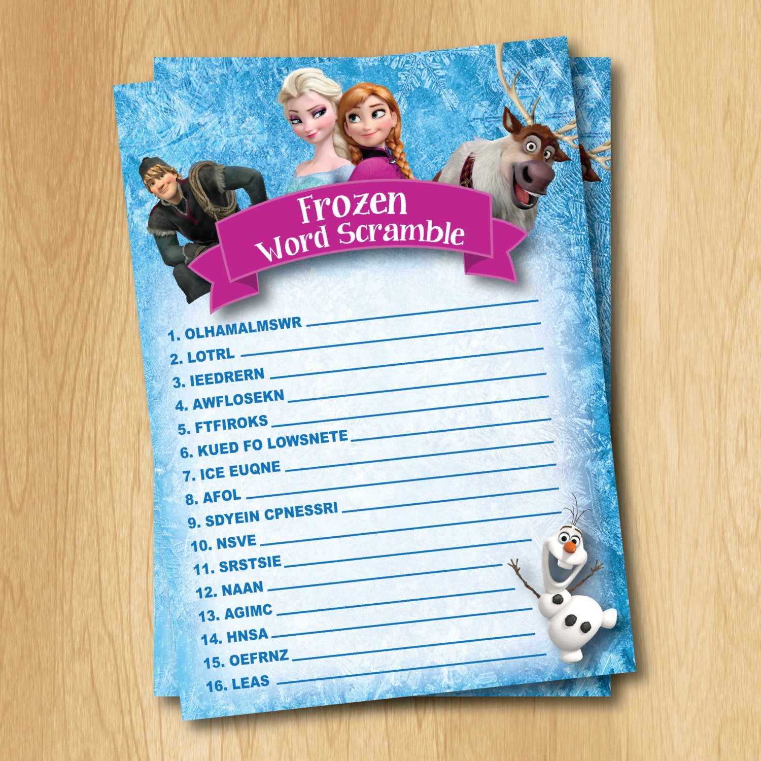 Disney Frozen Word Search