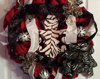 Popular items for zebra print wreath on Etsy
