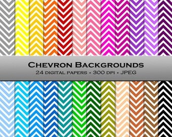 Colorful Chevron Backgrounds - Digital Scrapbook Papers - 24 sheets ...