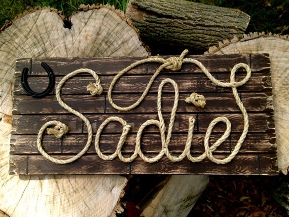 SADIE : 32 Western Rope Name Sign Cowboy Theme Room