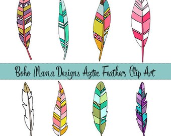 Aztec Feathers Clip Art Digital Download