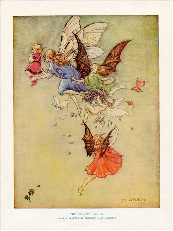 Vintage 1930's Sunset Fairies by Florece Anderson