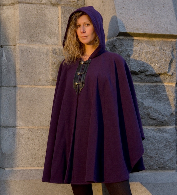 Purple Cape Wool Cape Three Button Cape