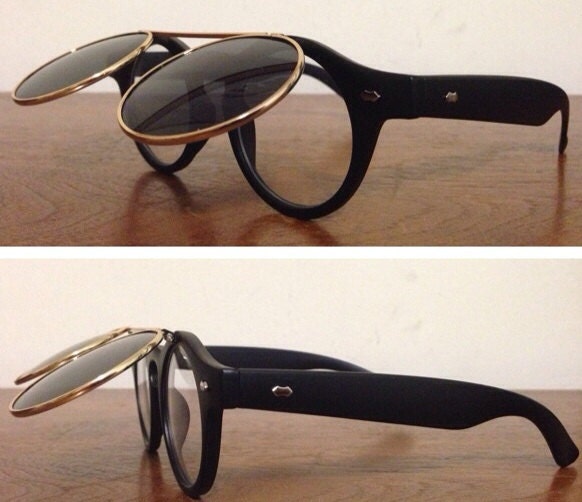 Vintage looking Retro Steampunk Style Round Glass Flip Up Lens ...