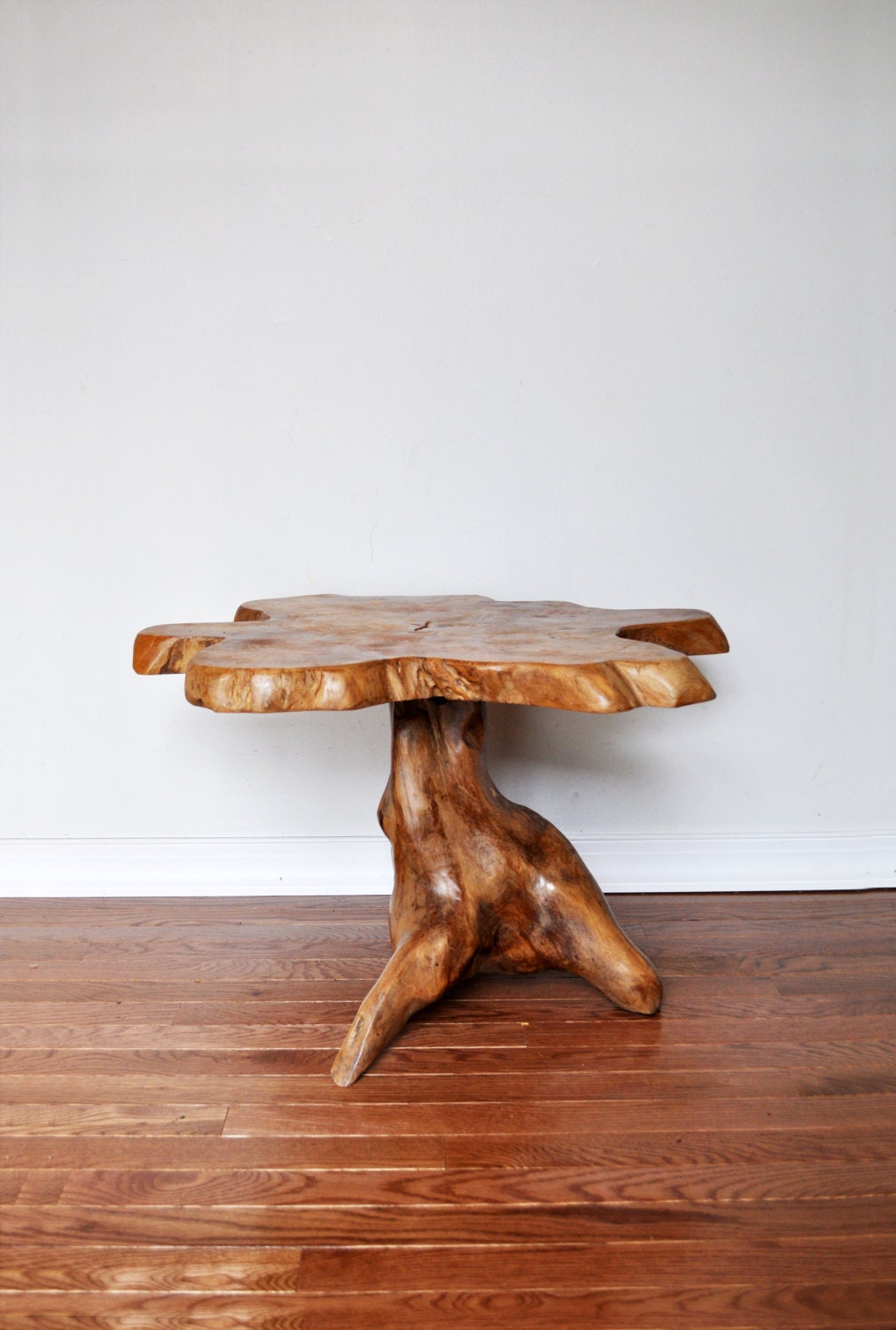 RESERVED: Vintage Live Edge Teak Side Table / Wood Slab Table – Haute Juice