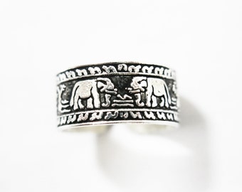 Elephant Ring, Adjustable Ring, Couple Elephants Ring, Tribal Ring ...
