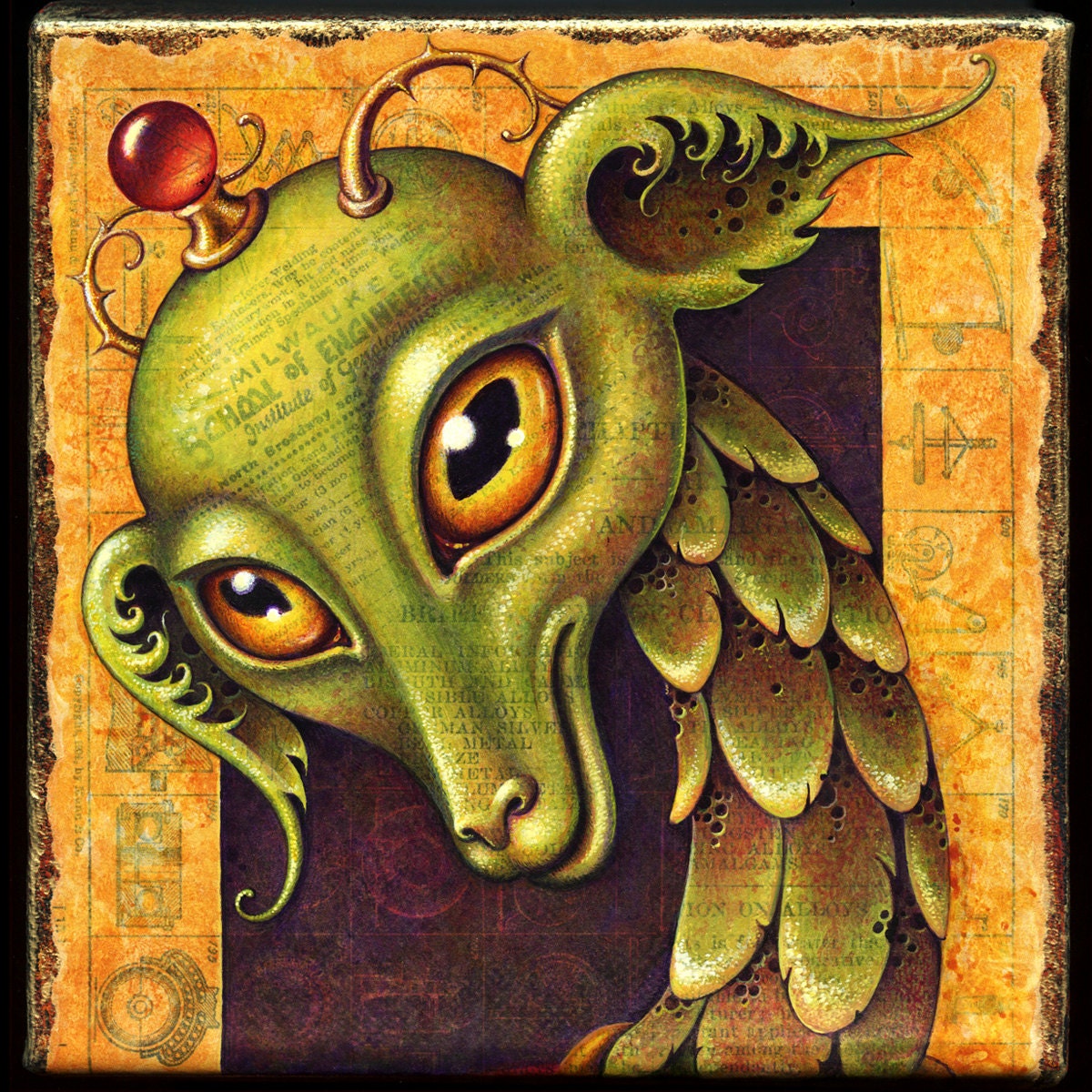 Weird creature art print Goodly Head: Head of a mad