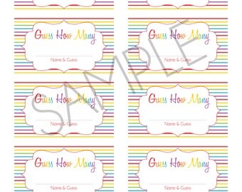 Guess How Many Printable Baby Shower Or Birthday Game- Instant Download ...