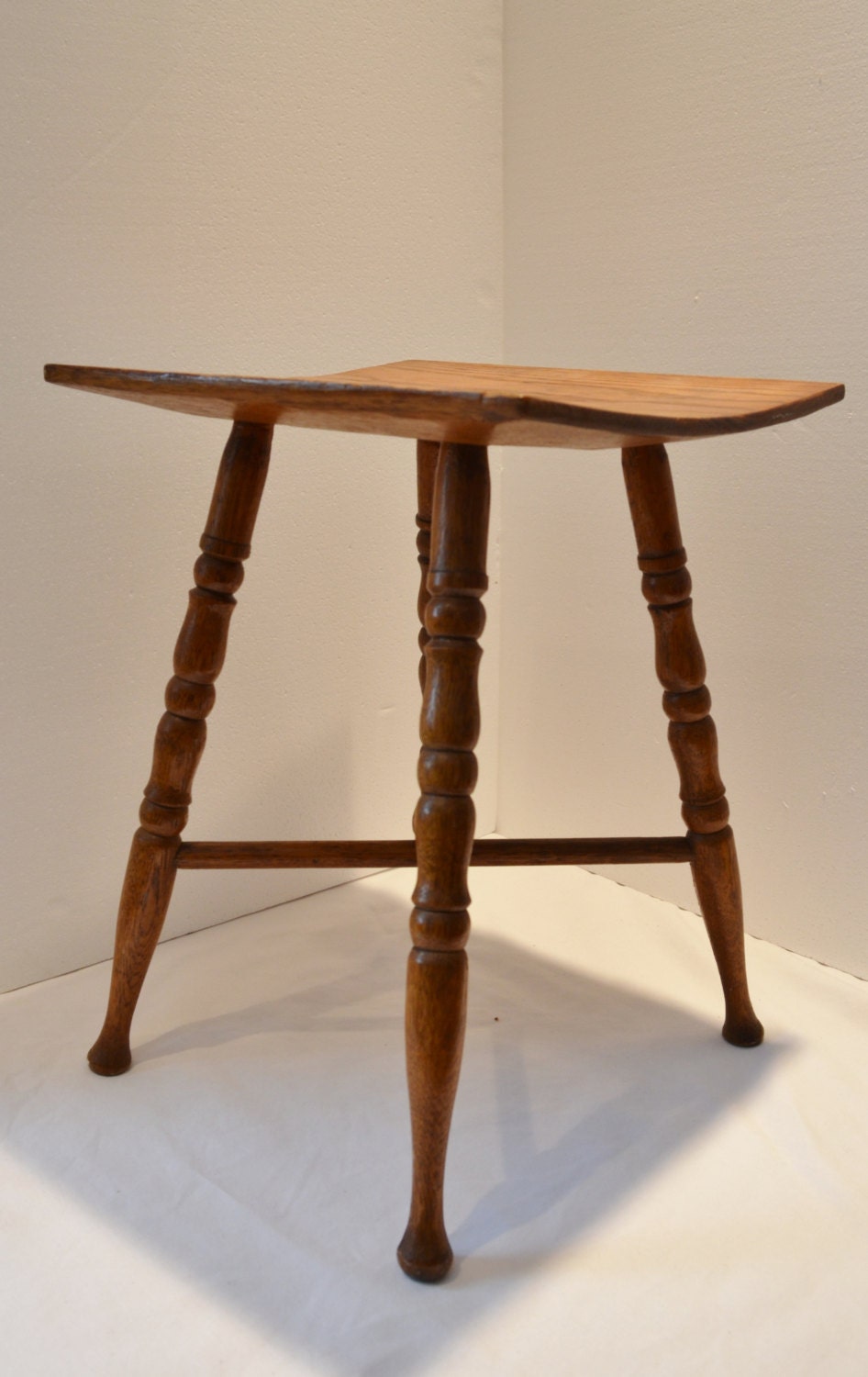 Wooden Curved Seat Stool Turned Legs Arts Crafts – Haute Juice