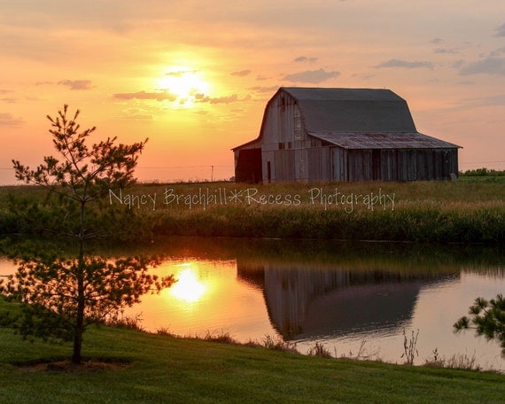Items similar to RRL-010-"Shelby County Barn at Sunset" A high ...