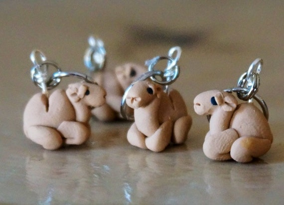 Camel Polymer Clay Knitting Stitch Markers Caravan of 4