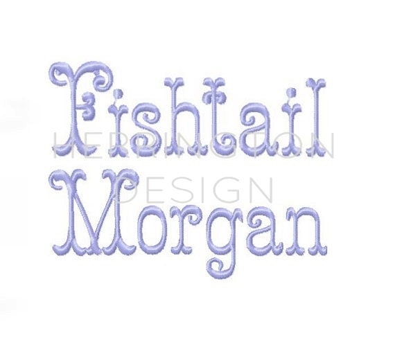 2" inch Fishtail Embroidery Font Fish Tail Satin Stitch 4x4 Hoop ...