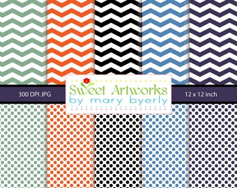 INSTANT DOWNLOAD Chevron and Polka Dot Digital by SweetArtworks