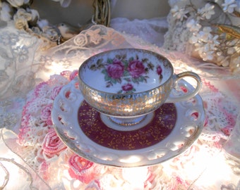 Popular items for cabbage rose china on Etsy