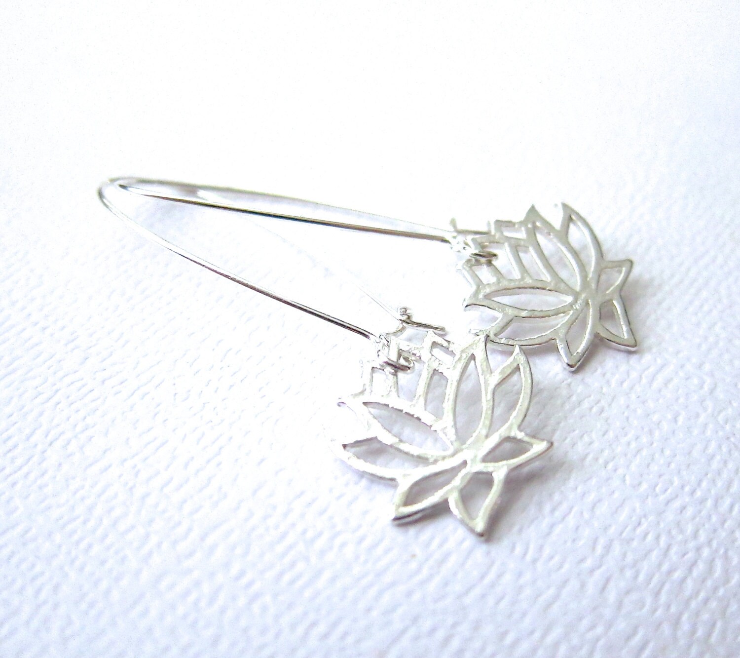 Lotus Earrings Sterling Silver Minimalist Modern by CuteJewels