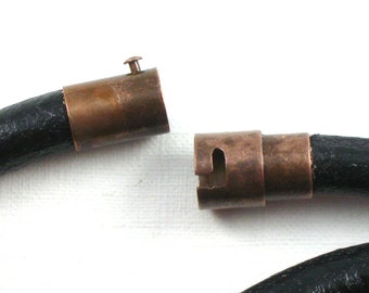 6 large silver leather jewelry END CAPS with loop . by ThePeddler