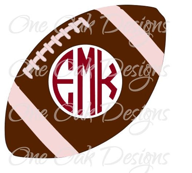 Football Circle Monogram Frame SVG Vector DXF by OneOakDesigns