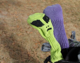 Golf Club Cover Alien Head, Bright Green Golf Club Cover