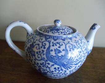 Popular items for blue white teapot on Etsy