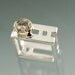 Large Sterling Silver Square Ring with White topaz Yellow Gold