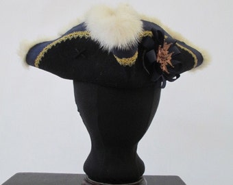 Fur trimmed Tricorn Hat