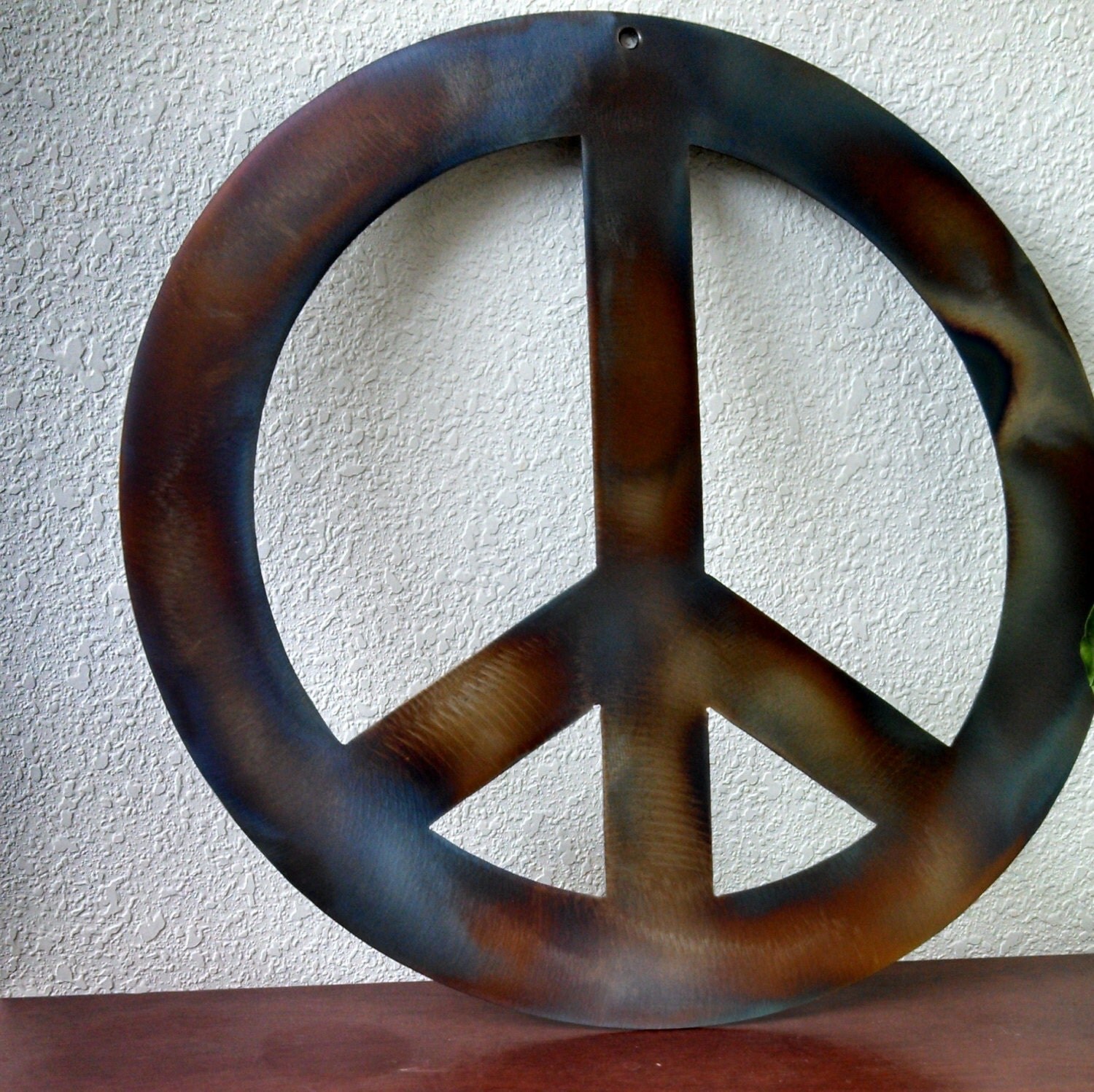 Recycled Steel Iridescent Colored Peace Sign Wall Decor