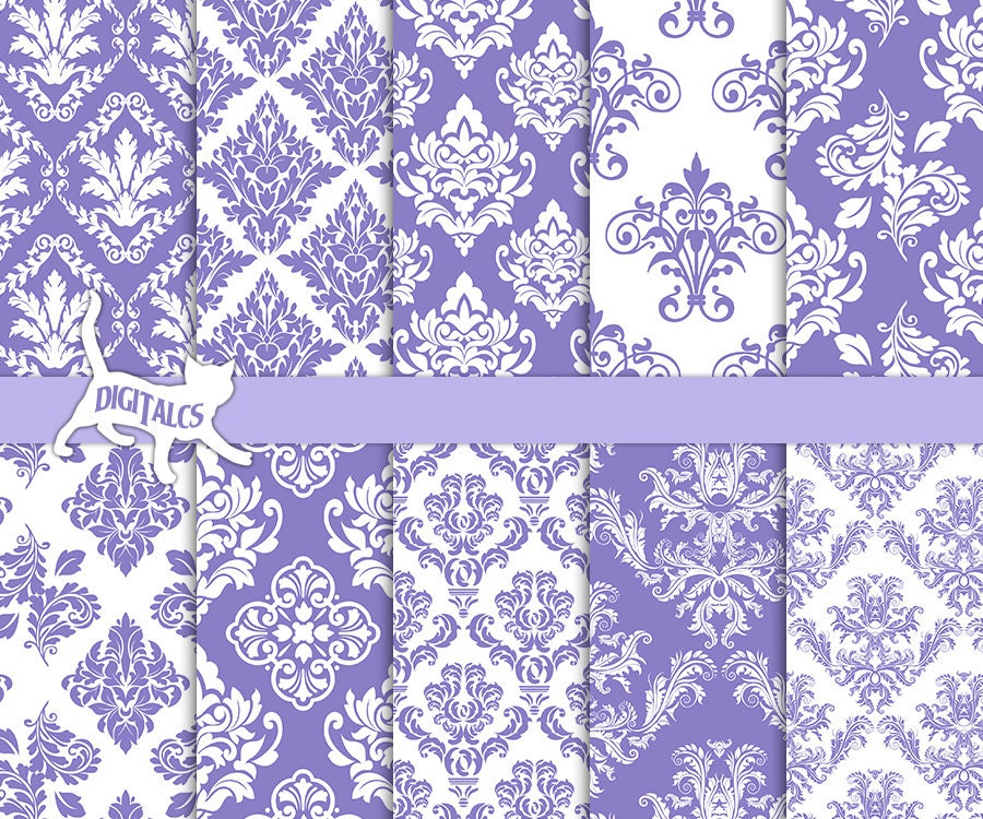 Purple damask digital paper scrapbook paper purple printable