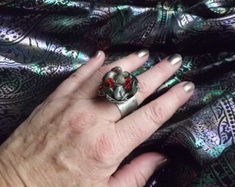 Burning Embers Ring, Fire Pit Jewelry, Cocktail Ring, Crystal and Semi ...