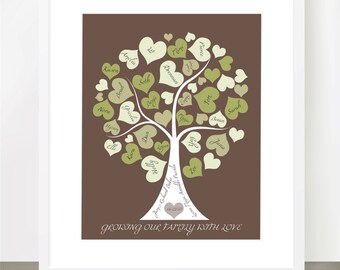 Family Tree Personalized with your Loved Ones, Names in Hearts as ...