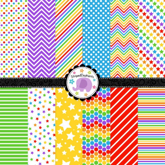 Rainbow Digital Paper Pack 2 rainbow digital scrapbook paper