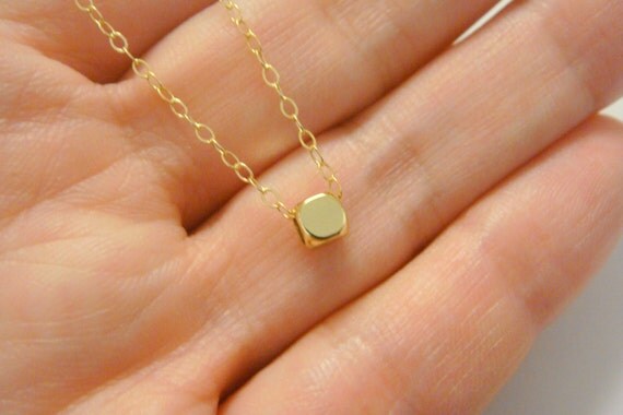 Gold Filled Tiny Dot Necklace Delicate Simple Circle