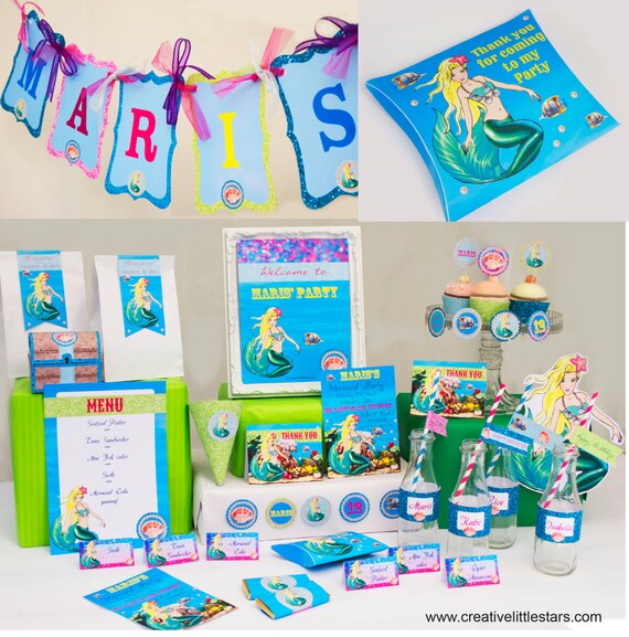 Mermaid Party DIY Printable Kit INSTANT DOWNLOAD