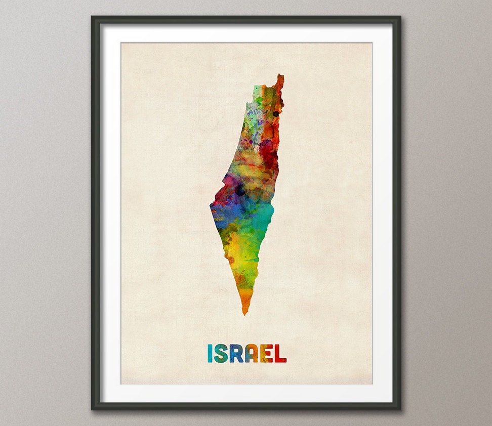 Israel Watercolor Map Art Print 1029