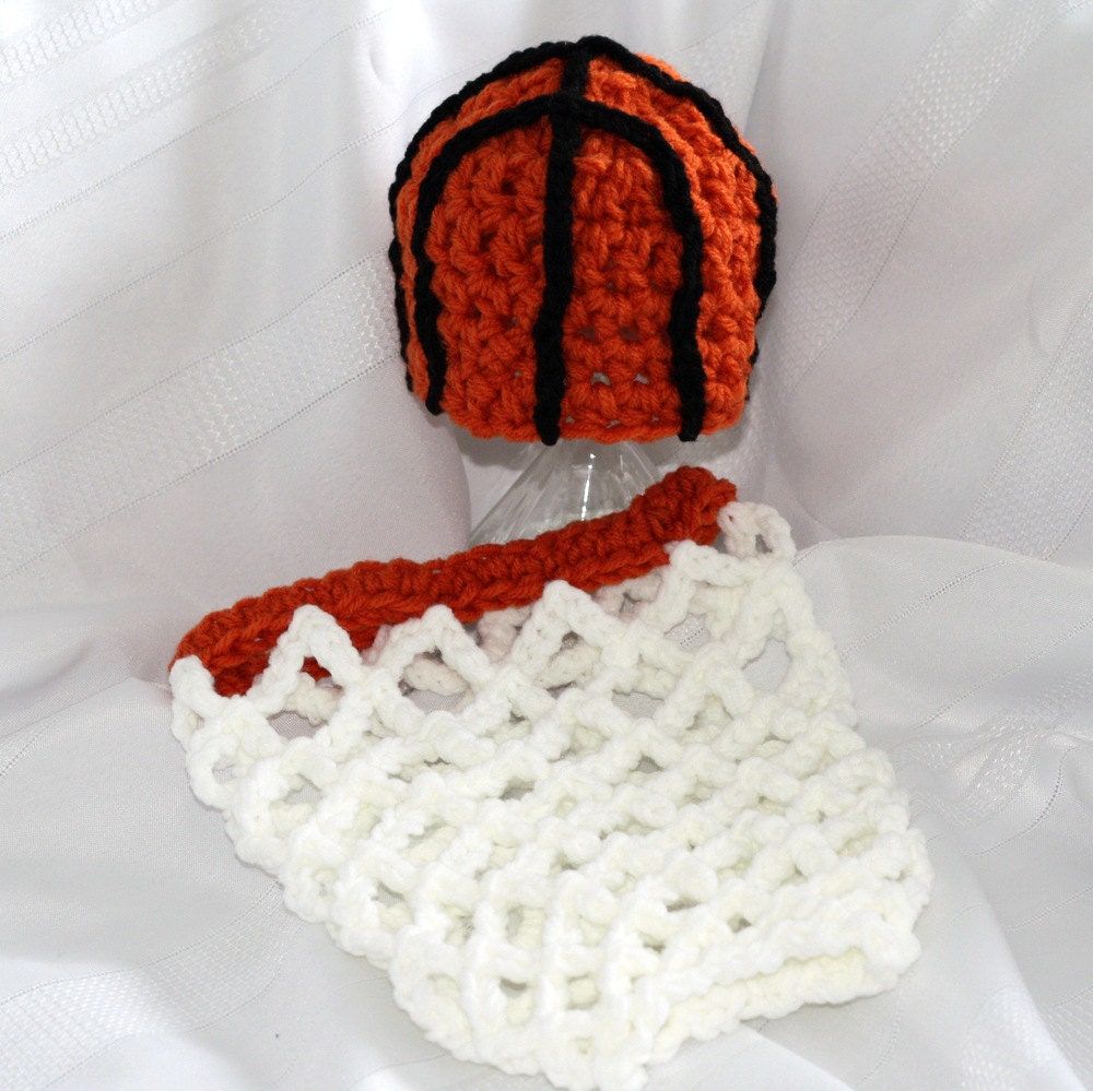 Basketball Beanie & Net Crocheted Newborn Photography Prop