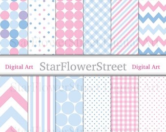 Pink Baby Girl Patterns Digital Paper by StarFlowerStreetDA