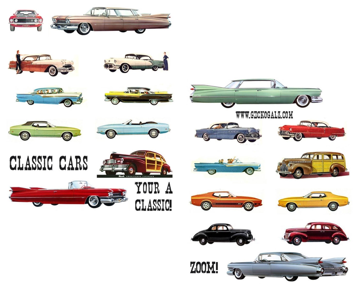 Classic Cars Digital Collage Sheets