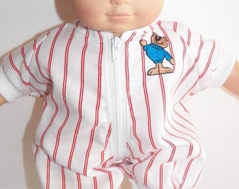 American Girl Bitty Baby Clothes 15 inch Doll Clothes White Red Stripe ...