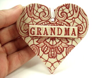 Grandma Heart Ornament, Grandmother Ornament, Grandma Christmas, Gift ...