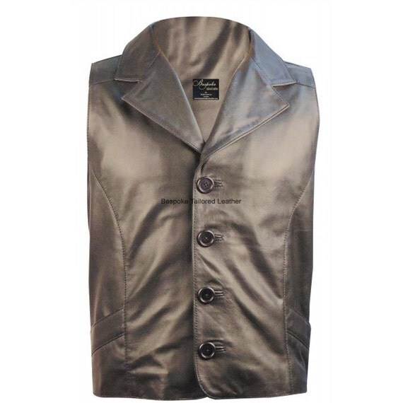 Real Leather Vest With Pockets & Buttons by BespokeTailoredLeath