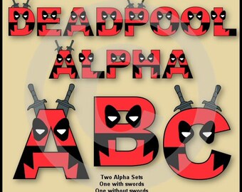 Deadpool Alphabet Clipart Set