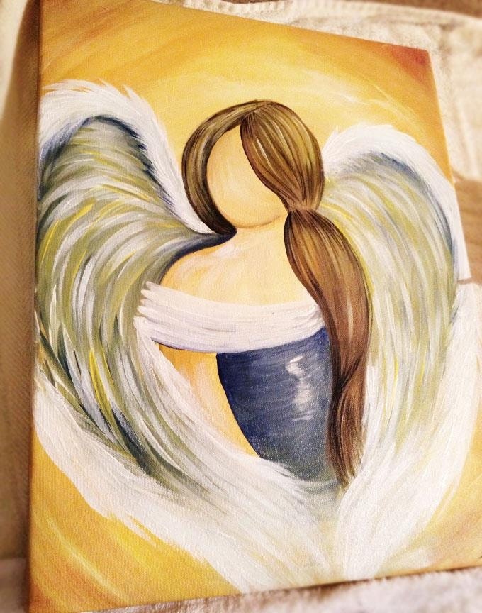 Hand Painted Gorgeous Acrylic Angel Painting by Sheila A.