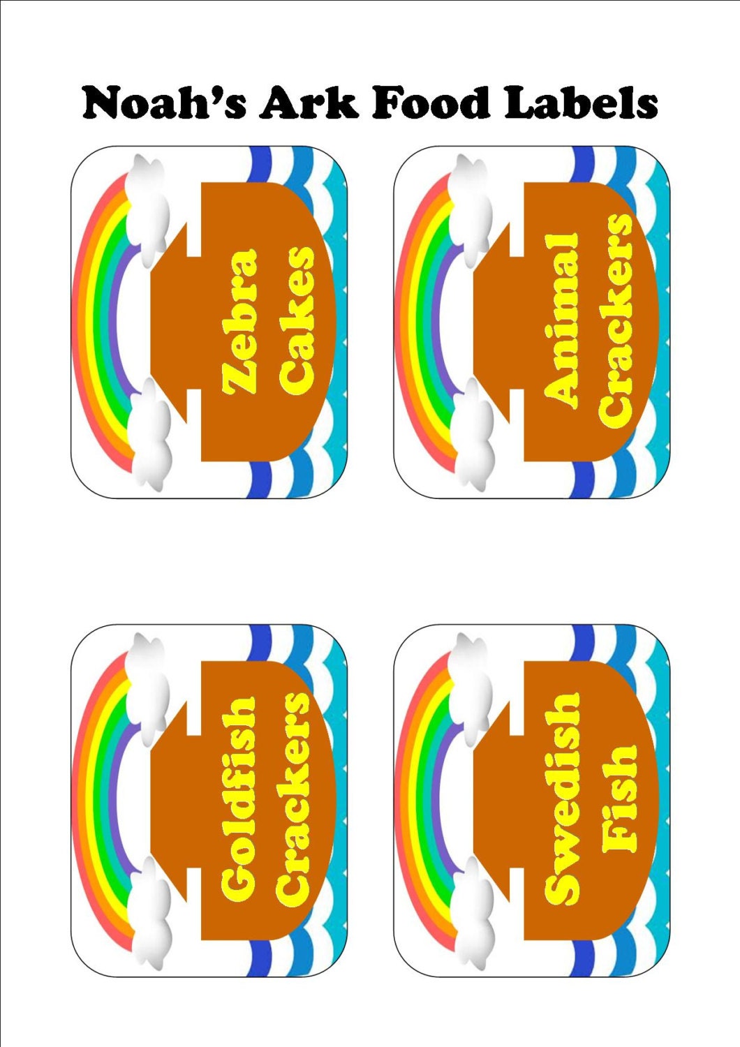 Instant Download File Noah's Ark Food Labels