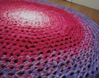 Pink and Purple Ombre Round Crochet Rug, Variegated Color Rug, Girls ...