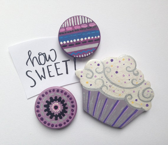 Items similar to 3 Hand-Painted Magnets on Etsy