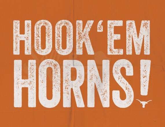 Instant Download Hook 'em Horns UT Print 11 X 8.5