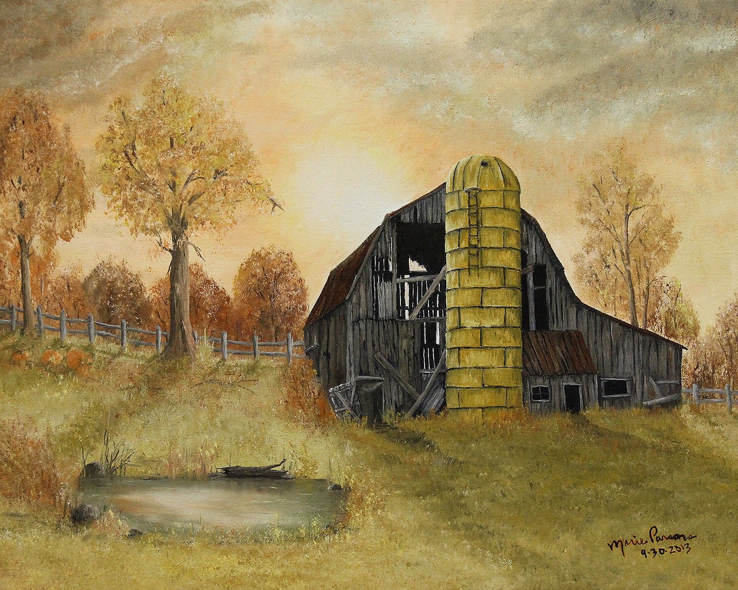 Old Barn Landscape Original Oil Painting 14in x 18in