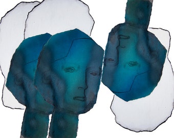 Large Blue Wall Art Print of Original Abstract by BorianaM on Etsy