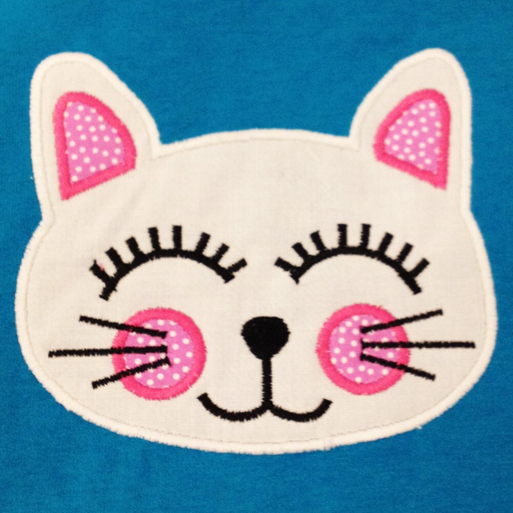 Cute cat face machine applique design. Perfect little kitty
