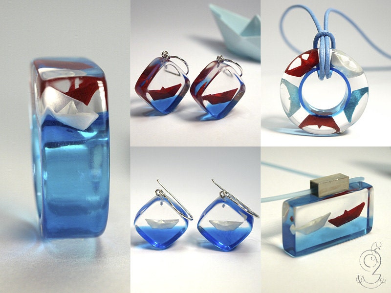 Ship ahoy maritime boat ring with hand-made folded mini